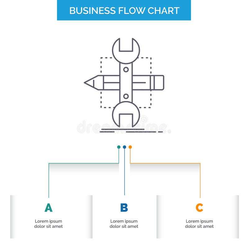Build, Design, Develop, Sketch, Tools Business Flow Chart Design with 3 ...