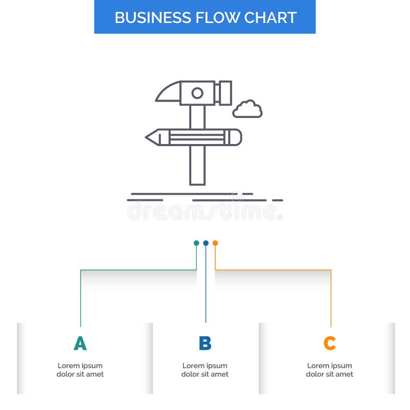 Build, Design, Develop, Tool, Tools Business Flow Chart Design with 3 ...