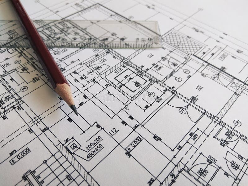 Build Drawing Pencil and Ruler on the Plan, Work and Building Your ...