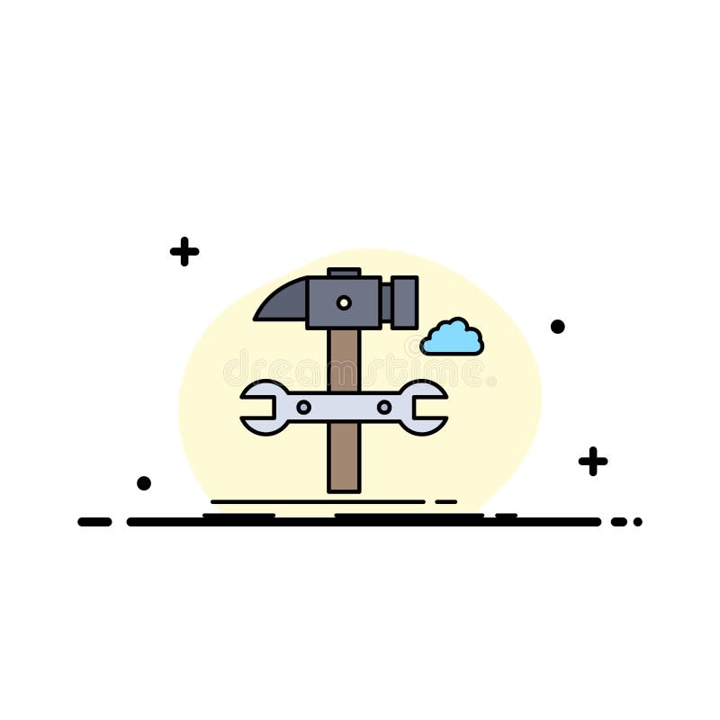 Build, Engineering, Hammer, Repair, Service Flat Color Icon Vector ...
