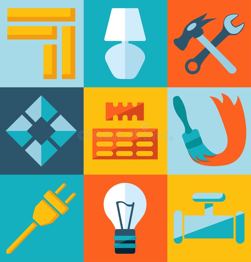 Build flat icons stock vector. Illustration of paint - 43792022