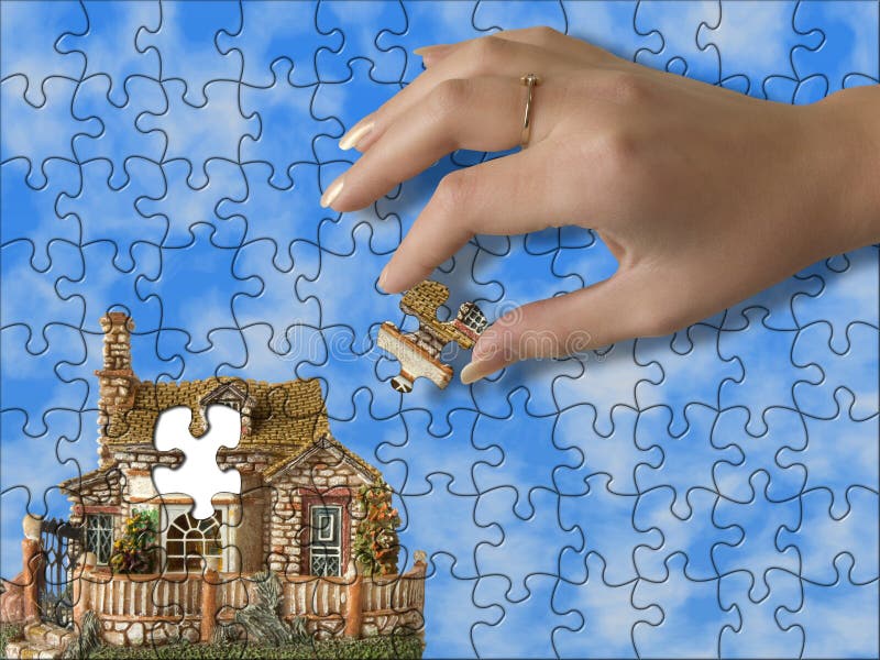 House Built Out of Puzzle Pieces Stock Illustration - Illustration of ...
