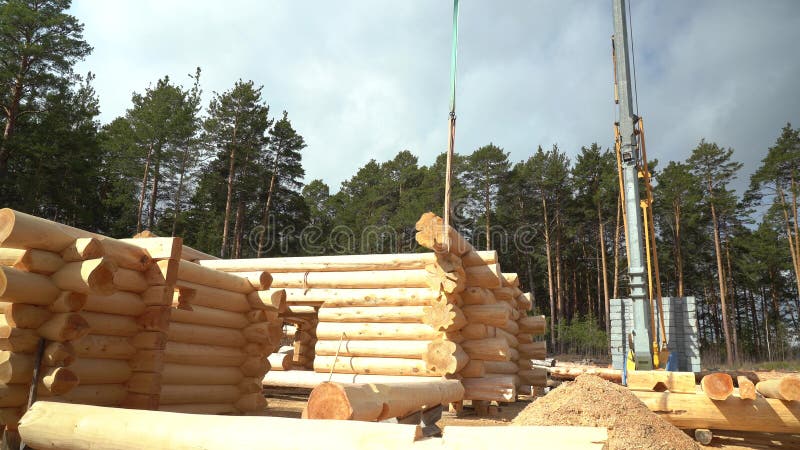 Build a house from logs. stock photo. Image of build - 226730068