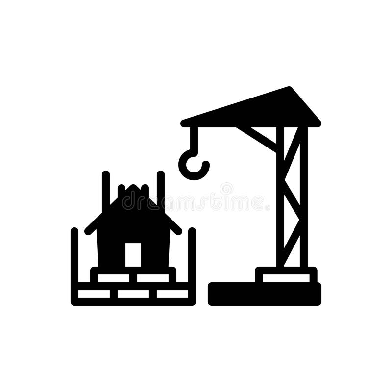 Black Solid Icon for Build, Constructed and Crane Stock Vector ...