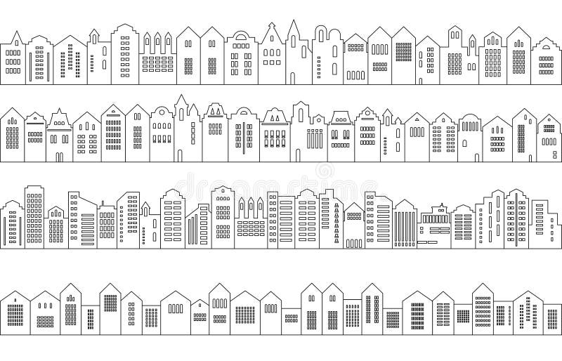 Colorful Houses in a Row - Seamless Border Stock Vector - Illustration ...