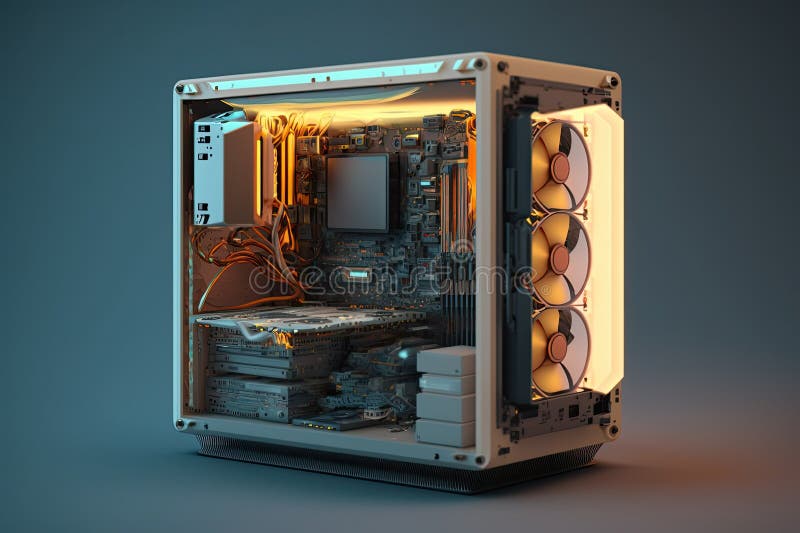 Modern computer build stock illustration. Illustration of light - 273449232