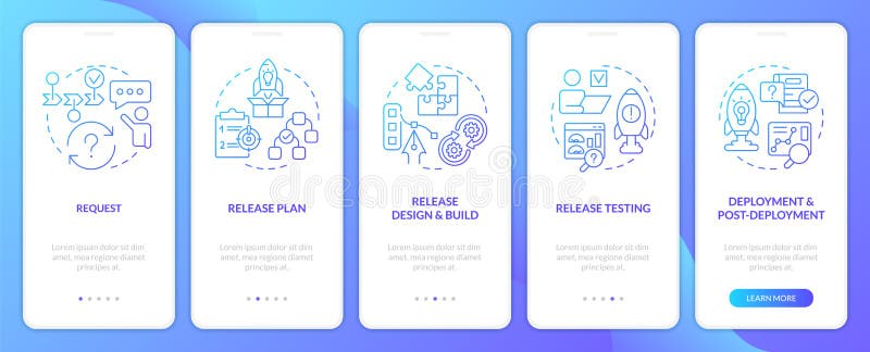 Build Release Management Process Blue Gradient Onboarding Mobile App ...