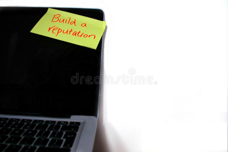 Build a Reputation Memo Stuck To Computer Stock Image - Image of groom ...
