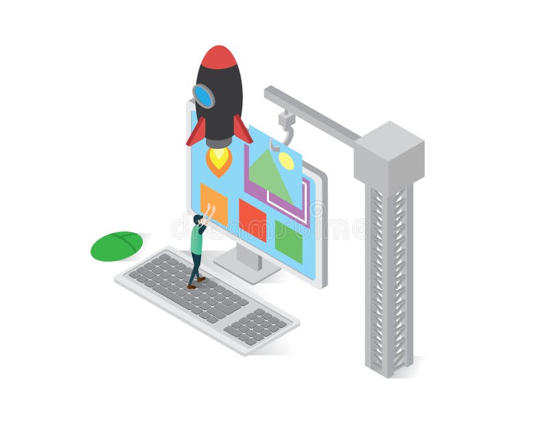 Build Website Isometric Icons Concept, Build Website Illustration ...