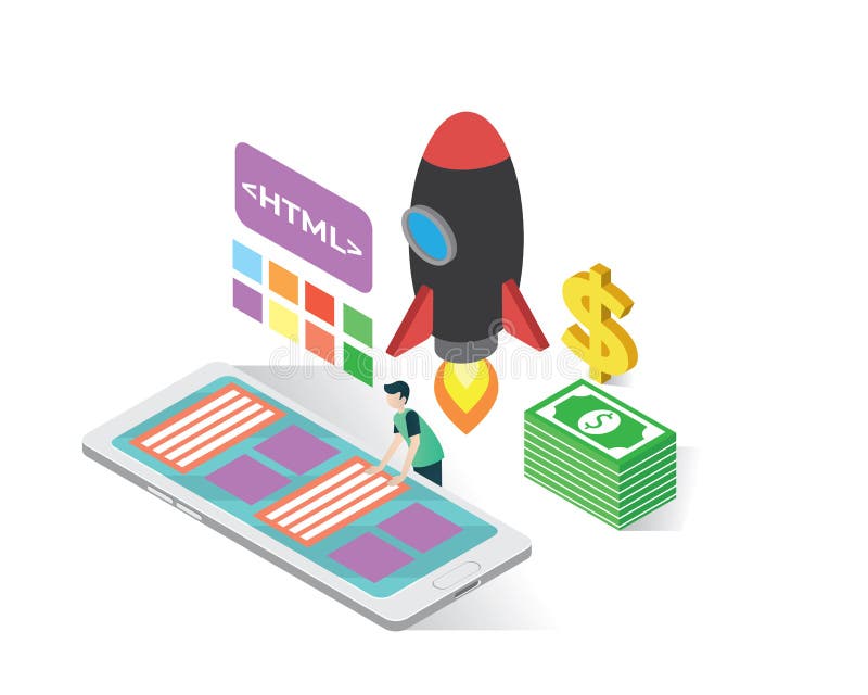 Build Website Isometric Icons Concept, Build Website Illustration ...