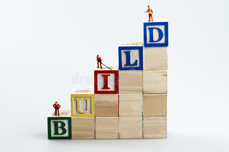 Build Word and Business Man Toy Stock Photo - Image of executive ...