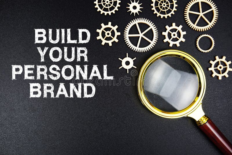 Build Your Personal Brand Text Message with Magnifying Glass on Black ...