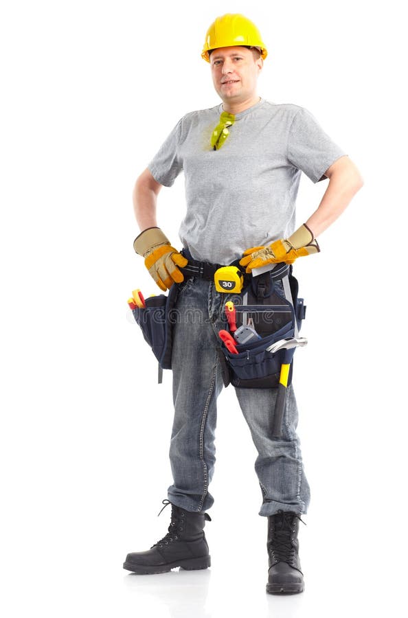 Full Length Construction Worker Stock Image - Image of document, notes ...