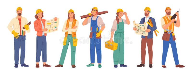 Builder and Architect, Construction Workers Set Stock Vector ...