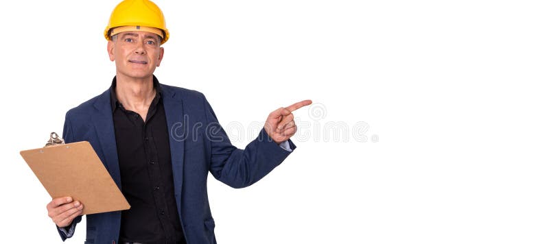 Architect with Helmet Isolated on White Stock Image - Image of hardhat ...
