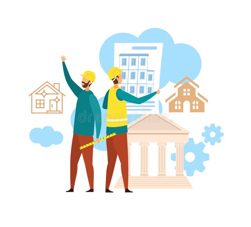 Architect Profession Set of Vector Illustrations with Architects ...