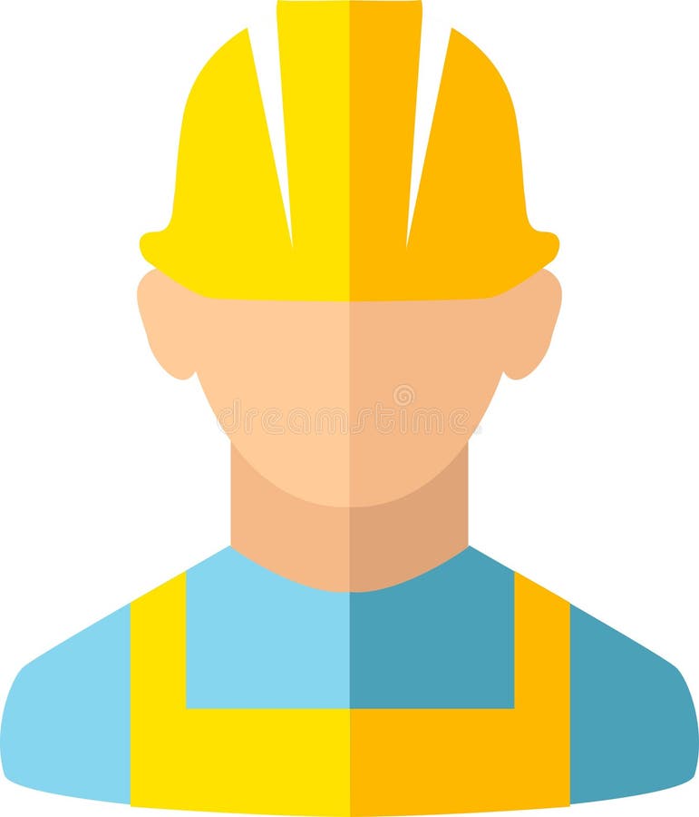 Builder Avatar in Safety Helmet in Flat Style Icon Stock Vector ...