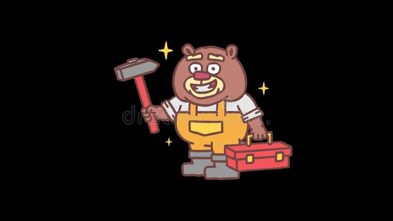 Builder Beaver Holding Pipe Wrench Holding Tool Case and Smiling. Frame ... Builder Beaver Holding Pipe Wrench Holding Tool Case and Smiling. Frame ...