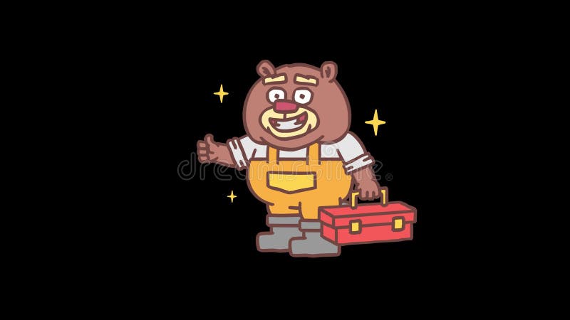 Builder Beaver Holding Tool Case and Shows Thumbs Up. Frame by Frame ...