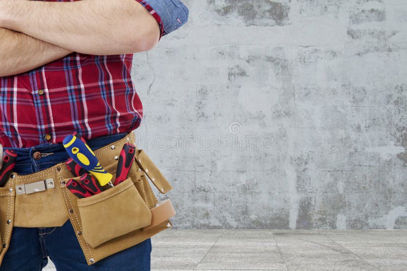 Builder with the Belt of Tools Stock Photo - Image of construction ...