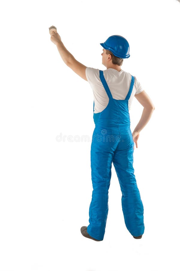 Builder in Blue Uniform with Tools in Hand Stock Image - Image of tools ...