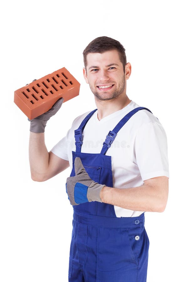 Man holding brick stock photo. Image of mechanic, laborer - 38211202