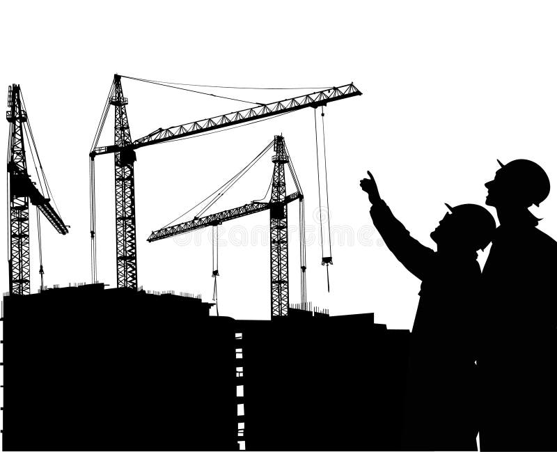 Builder and Building Silhouettes Stock Vector - Illustration of male ...