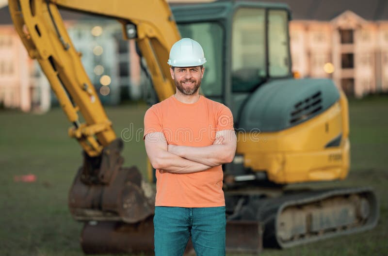 Builder at Building Site. Construction Manager in Helmet. Male ...