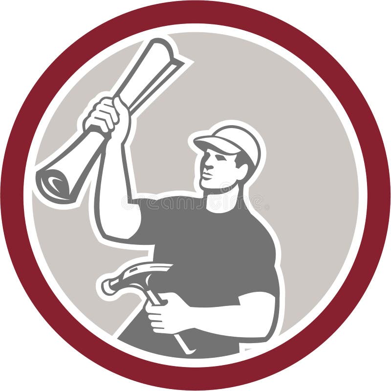 Carpenter with Hammer Retro Stock Vector - Illustration of repairman ...