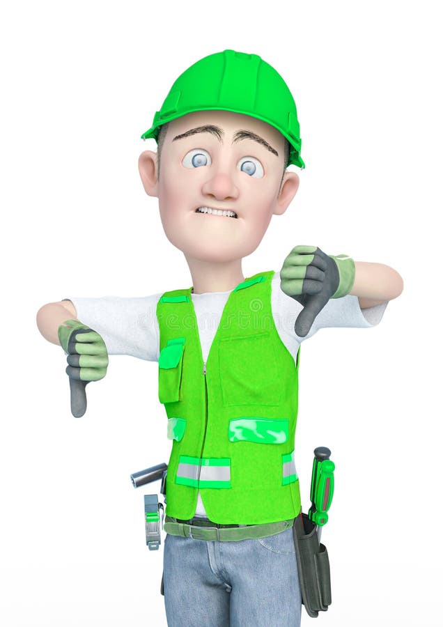 Builder Cartoon is Disapproving the Job Stock Illustration ...