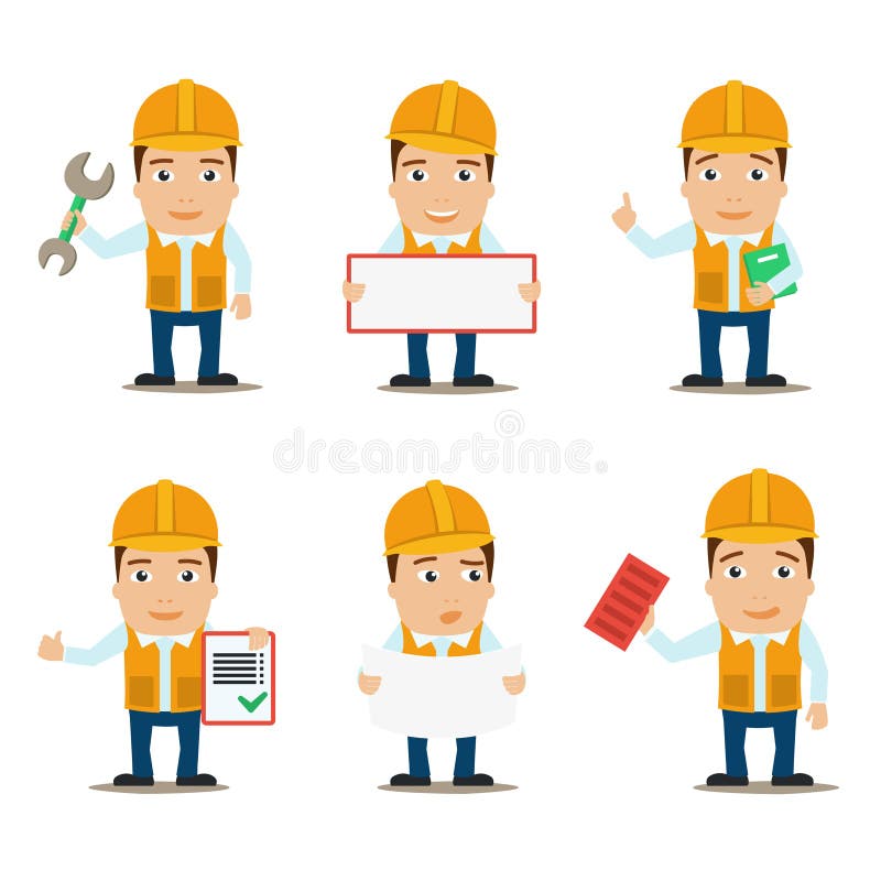 Builder characters set stock vector. Illustration of industrial - 44674082