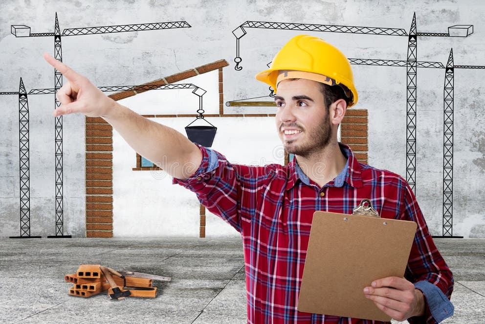 Builder and Chief Construction Stock Image - Image of addressing, team ...