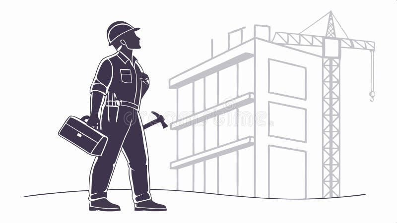 Builder at Construction Site, Urban Development Vector Design. Vector ...