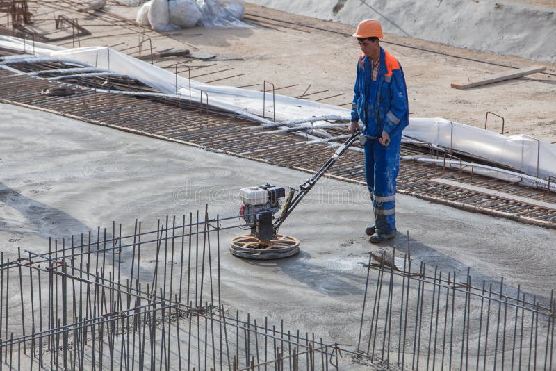 Builder on Construction Site Wearing Helmet Uniform Works Editorial ...