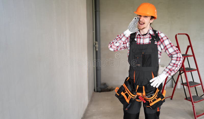 Builder on Construction Site Whispering or Shouting Secrets and Gossip ...