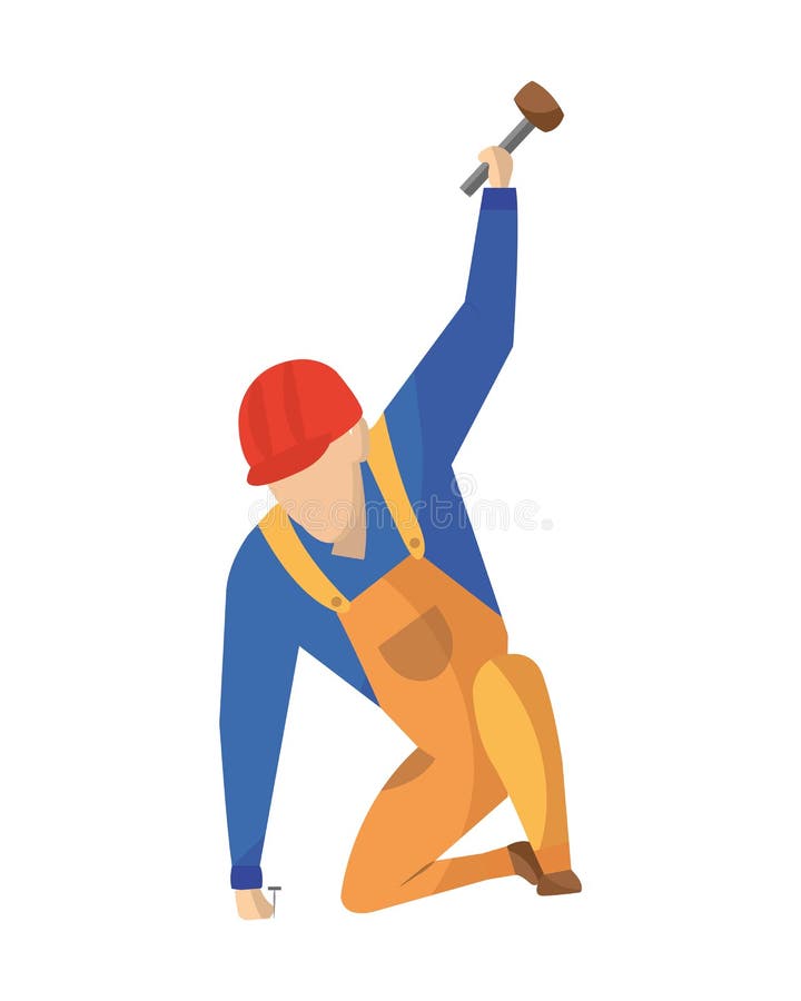 Builder. Construction Worker with Professional Equipment during ...