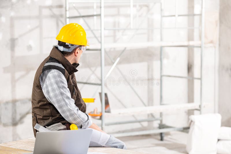 Builder or Contractor Using a Mobile Phone on Site Stock Image - Image ...