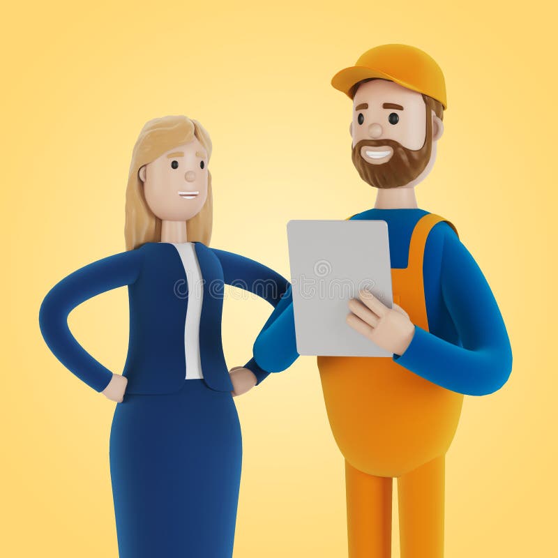 The Builder with the Customer are Discussing the Work Plan. Stock ...