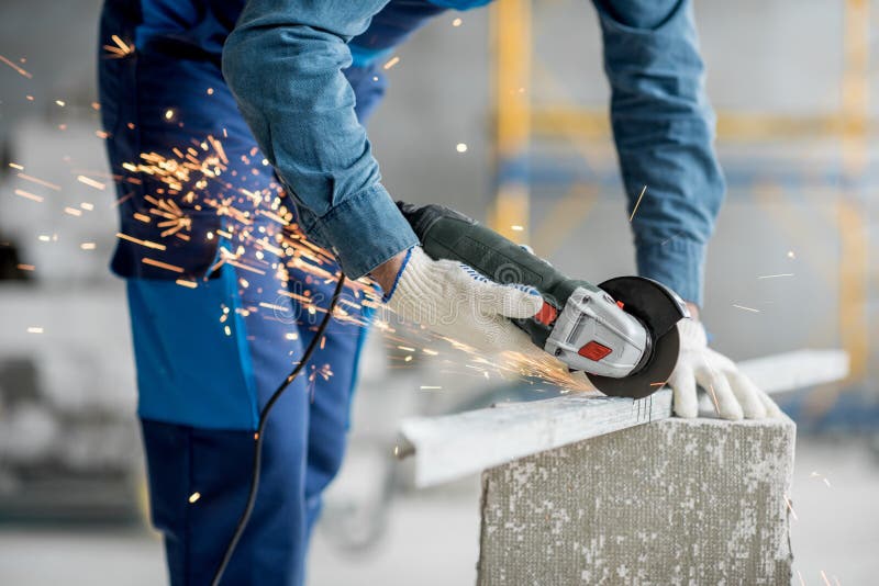 Builder Cutting Paving Tiles Stock Image - Image of stone, equipment ...