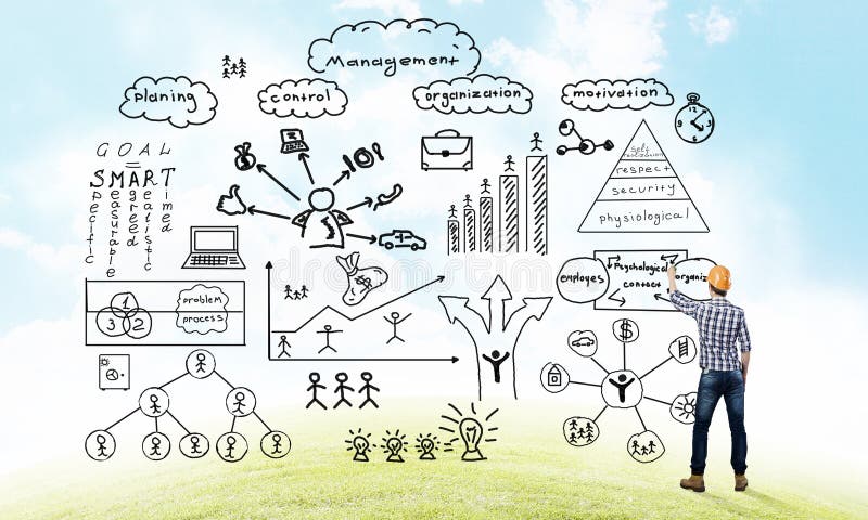 Builder Demonstarting His Success Strategy Stock Photo - Image of draw ...