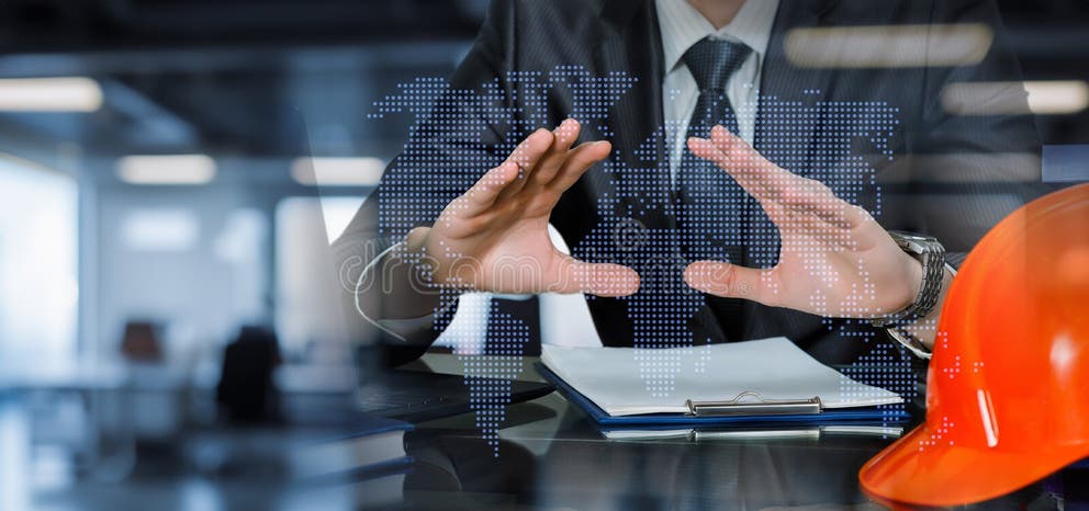 A Builder Displays Global Construction Goals Stock Image - Image of ...