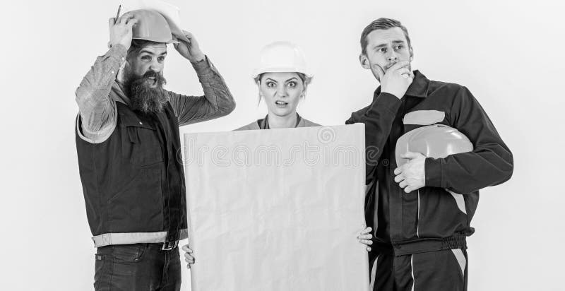 Builder, Engineer, Architect Confuse at Work. Confusing Concept Stock ...