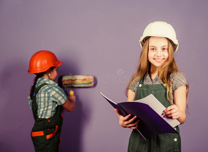Builder Engineer Architect. Kid Worker in Hard Hat. Child Development ...