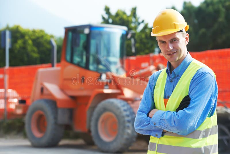 Builder Engineer at Construction Site Stock Image - Image of outdoors ...