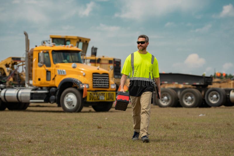 Builder Engineer with Hardhat Helmet on Construction Site. the Engineer ...