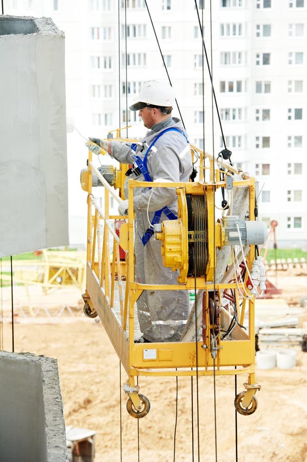 Builder Facade Painter at Work Stock Image - Image of highrise ...