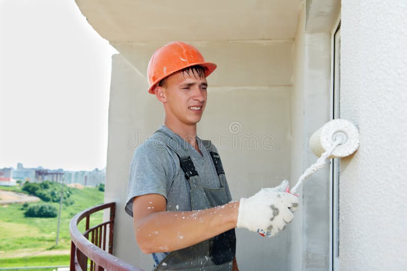 Facade Builder Plasterer at Work Stock Photo - Image of plastering ...