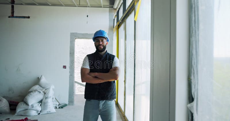 Builder, Face and Man with Arms Crossed for Construction Site Progress ...