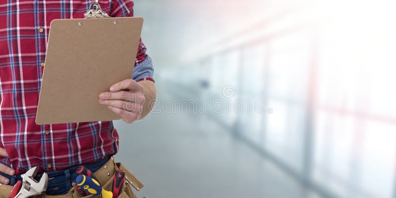 Builder with a Folder of Documents Stock Image - Image of warehouse ...