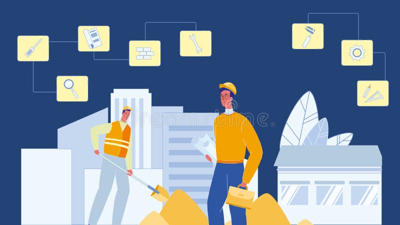 Builder and Foreman Color Vector Illustration Stock Vector ...